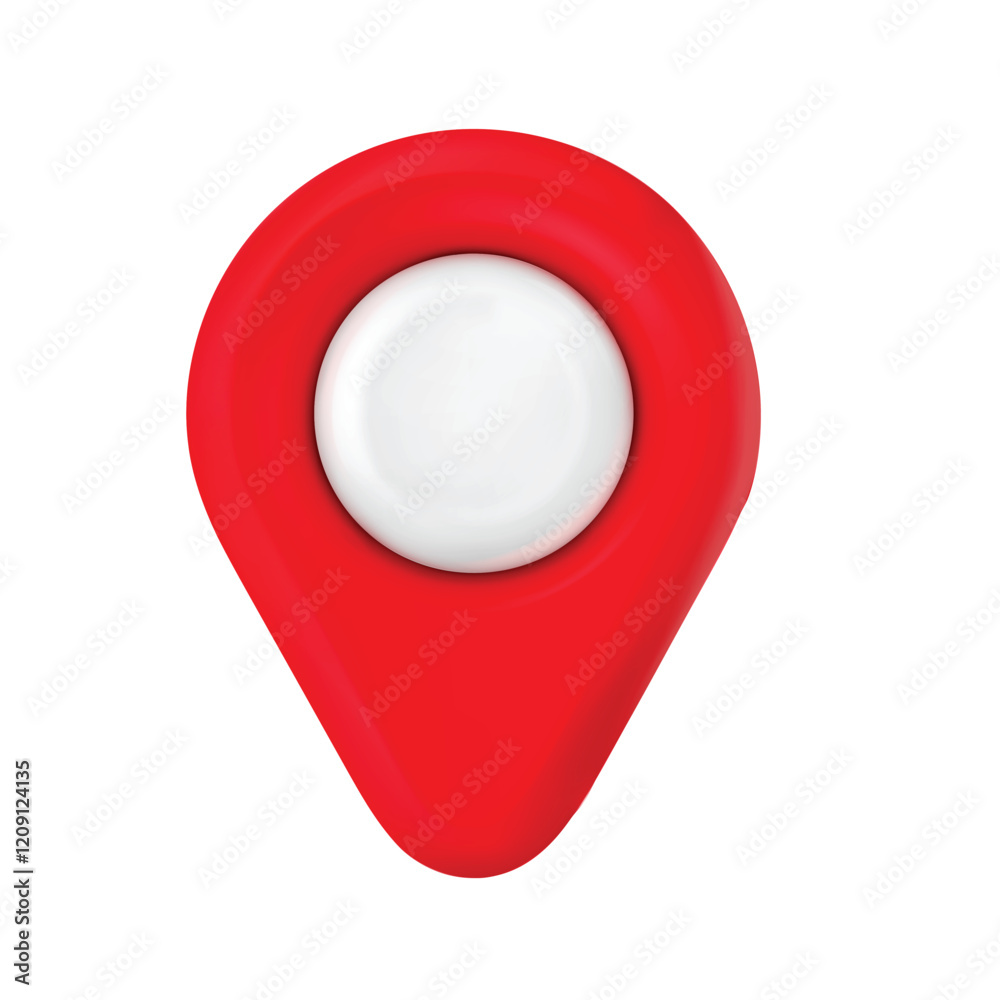 red map pin icon with a white circular center, commonly used to ...