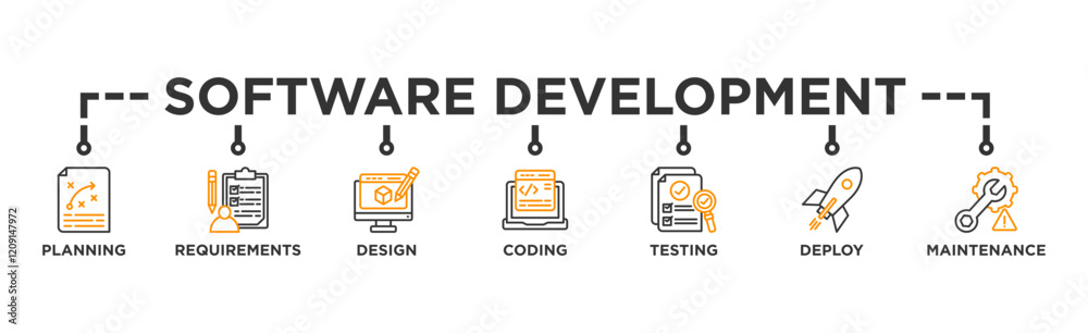 Software development life cycle banner web icon illustration concept of ...
