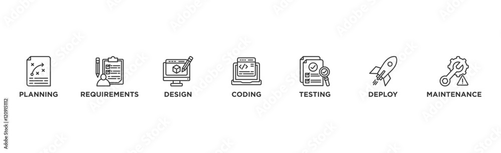 Software development life cycle banner web icon illustration concept of ...