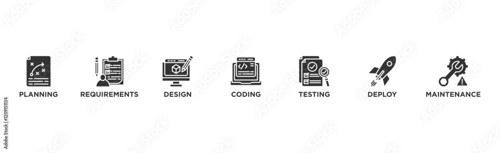Software development life cycle banner web icon illustration concept of ...