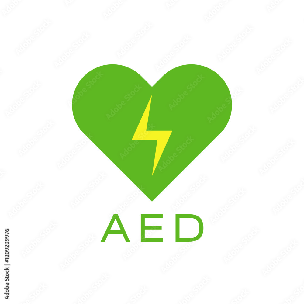 Medical AED public advertising sticker. Defibrillator inside wallpaper ...