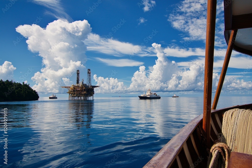 Anchor-handling Tug Supply (AHTS) vessel performs static tow and tanker ...