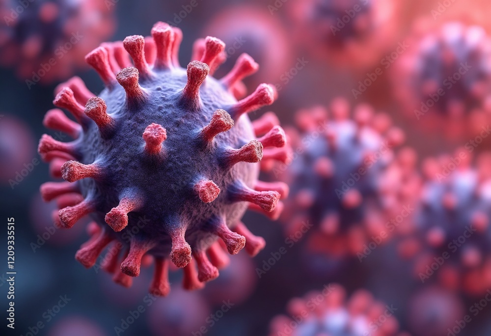 Microscopic view of HMPV Human metapneumovirus viruses potentially ...