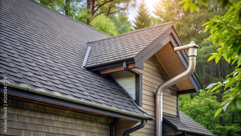 New Home Construction Dark Gray Asphalt Shingle Roof with Modern ...