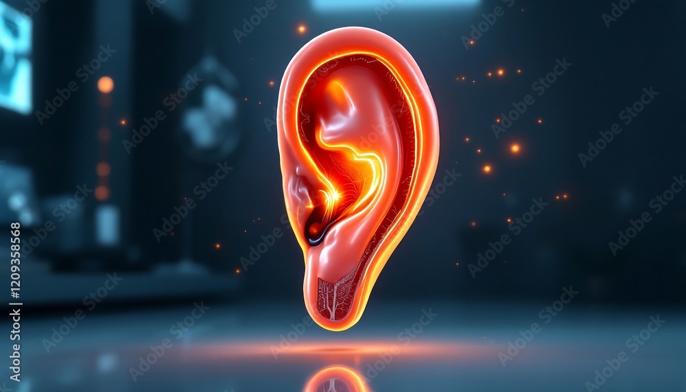 Human Ear Anatomy: 3D Medical Illustration of Inner Ear Structure with ...