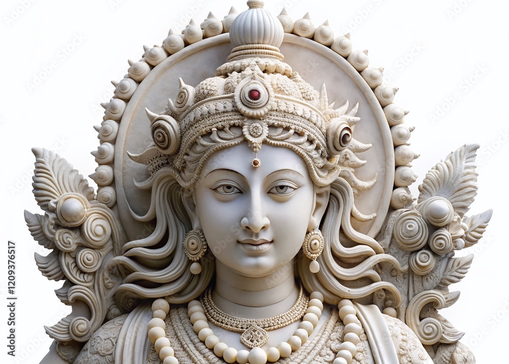 Ilustración de Stock Divine Durga Maa Marble Statue, Isolated White ...