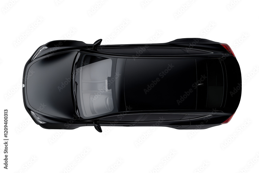 Generic black car top view isolated on transparent background Stock ...