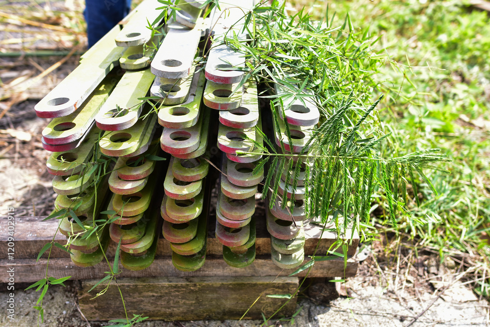 Foto de Stock Different industrial tools, old rusted lock, Still frame ...