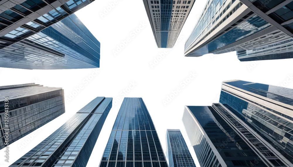 bottom office view modern skyscraper business big buildings city urban ...