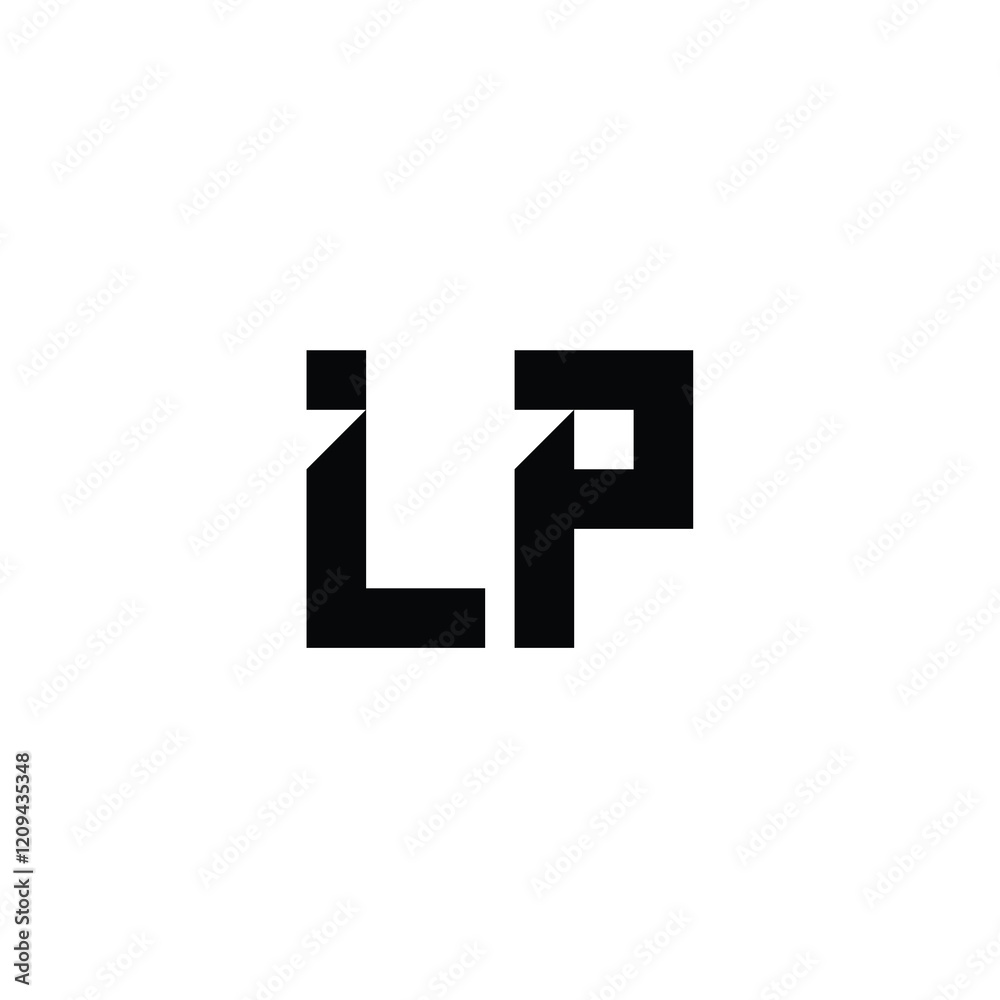 LP monogram logo design letter text name symbol monochrome logotype ...