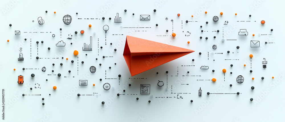 Ai generate action of paper airplane flight creative workspace graphic ...