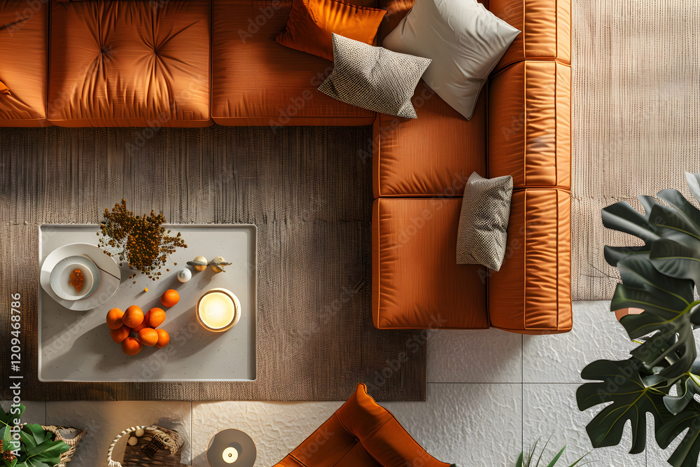 Interior design moodboard mock up, top view, stylish color palette ...