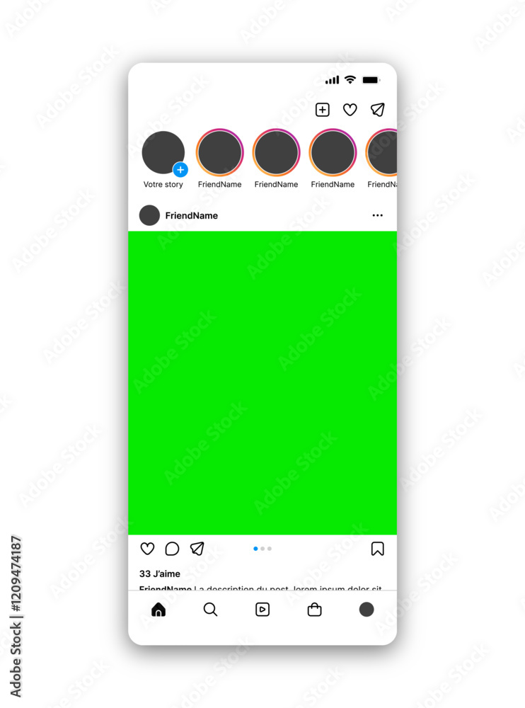 Instagram social network app UI interface mockup design. Modern social ...