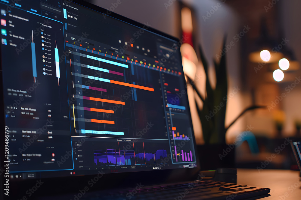Project management software interface displayed on a computer screen, showcasing a detailed ...