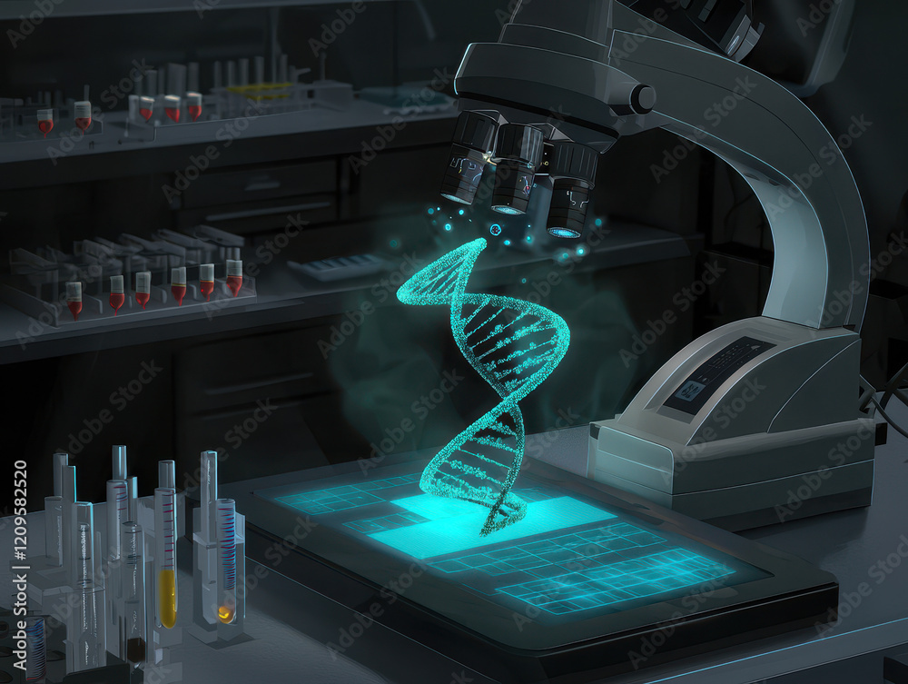 Exploring CRISPR technology in a modern lab with a holographic ...