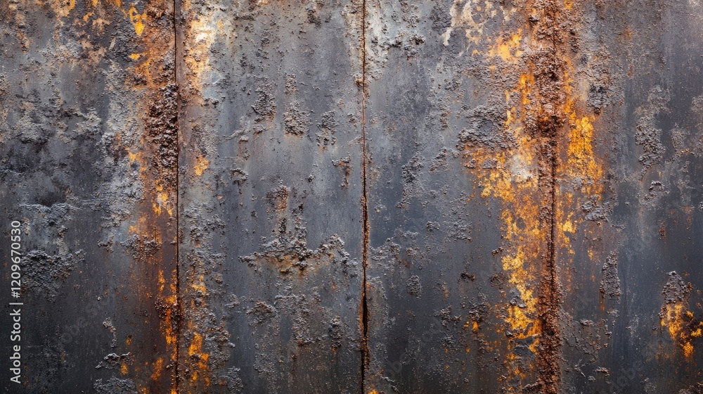 Rusty steel wall with weathered texture showcasing severe corrosion and ...
