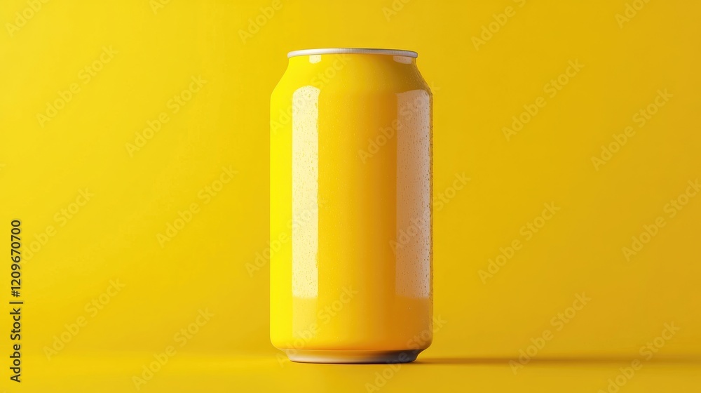 Yellow Soda Can Mockup Isolated with Bright Background for Branding ...