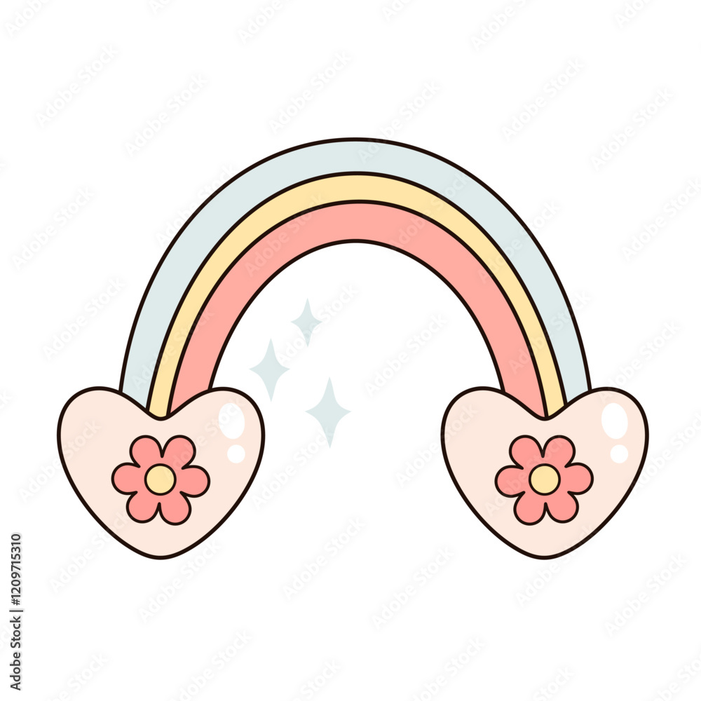 Retro groovy rainbow clipart. Valentines day clipart. Valentine rainbow ...