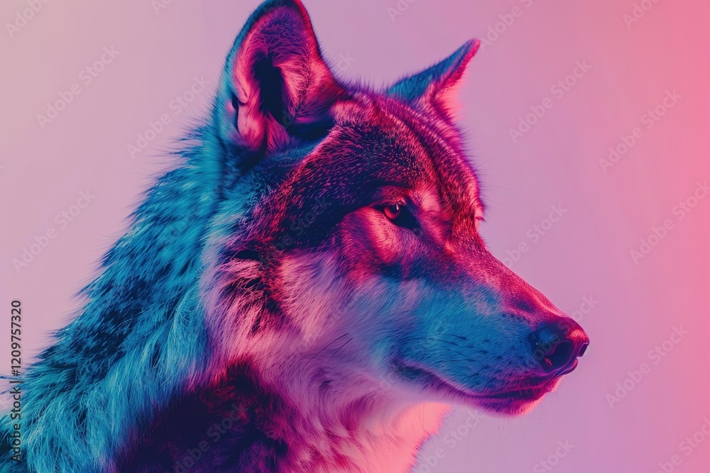 A majestic wolf in shades, captured in a commercial setting.blank ...