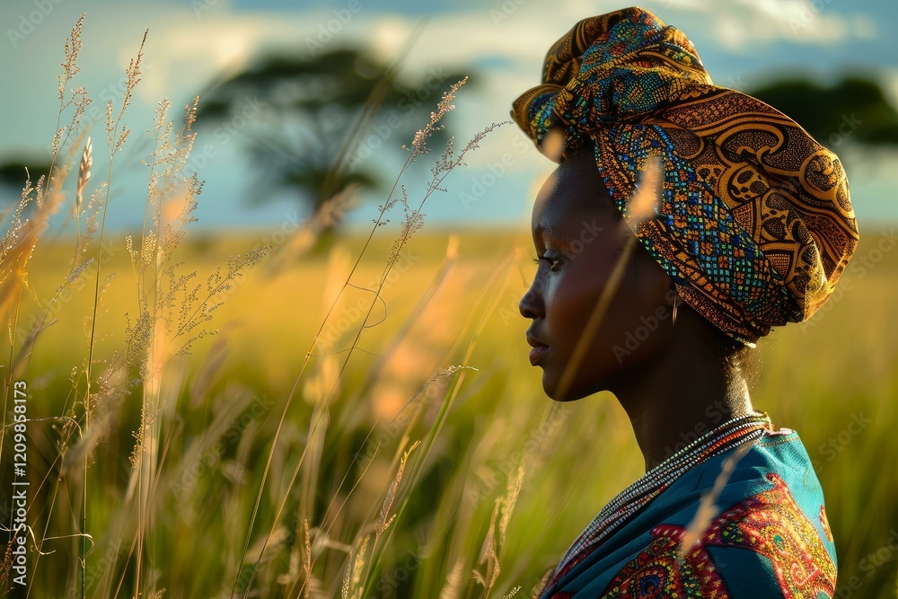 Side view portrait of a beautiful young african woman wearing ...