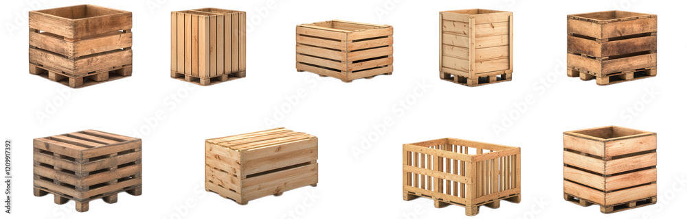 collection of wooden crates in various shapes and sizes. commonly used ...