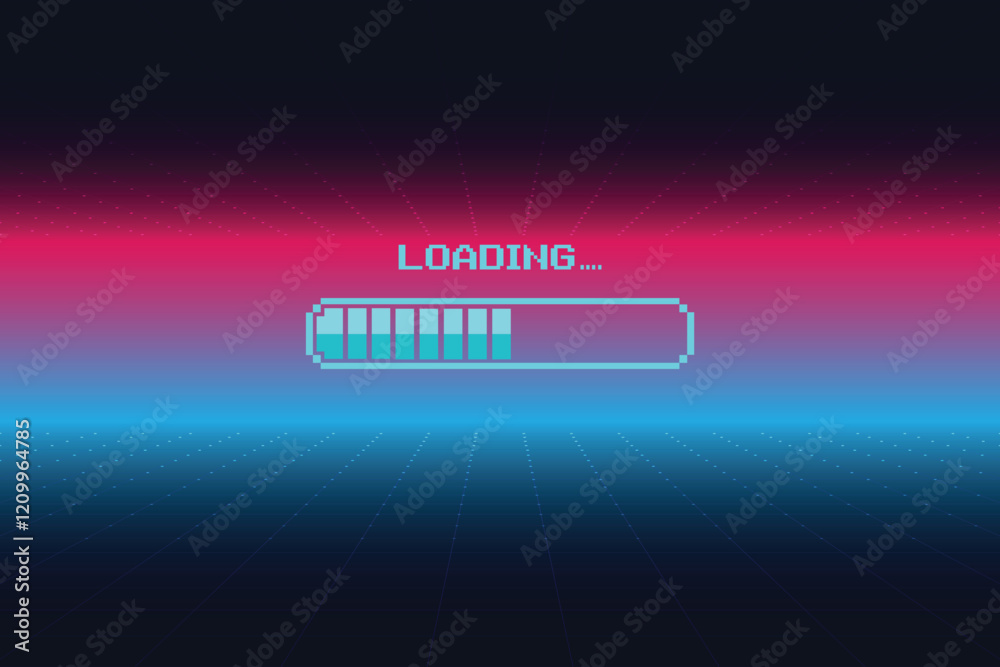 LOADING bar. pixel art. 8 bit. retro game. for game assets in vector ...