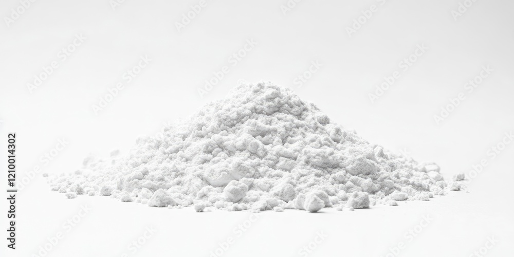 White crystalline zinc iodide powder in a mound with fine texture on a ...