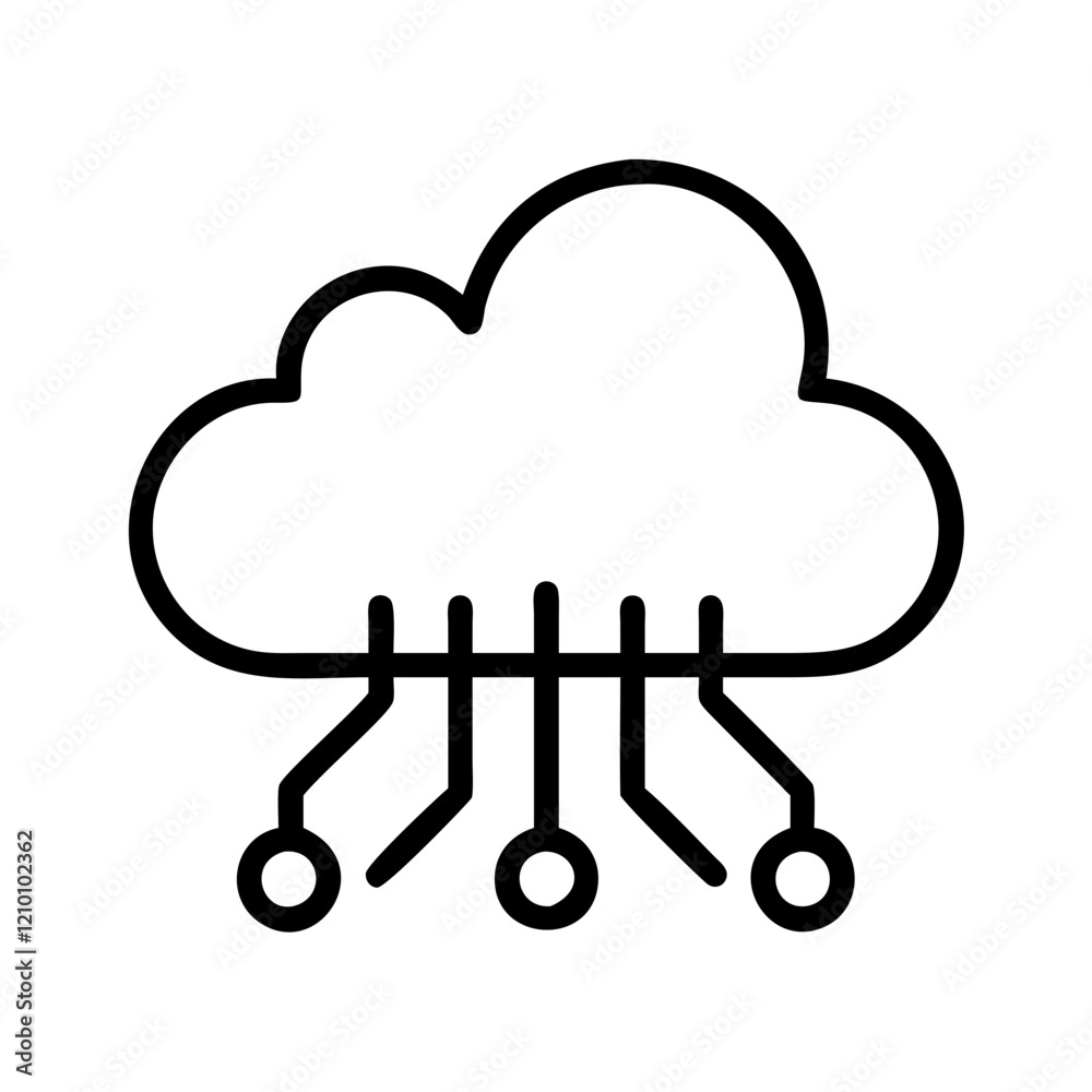 aws cloud icon, aws cloud line art - simple line art of aws cloud ...
