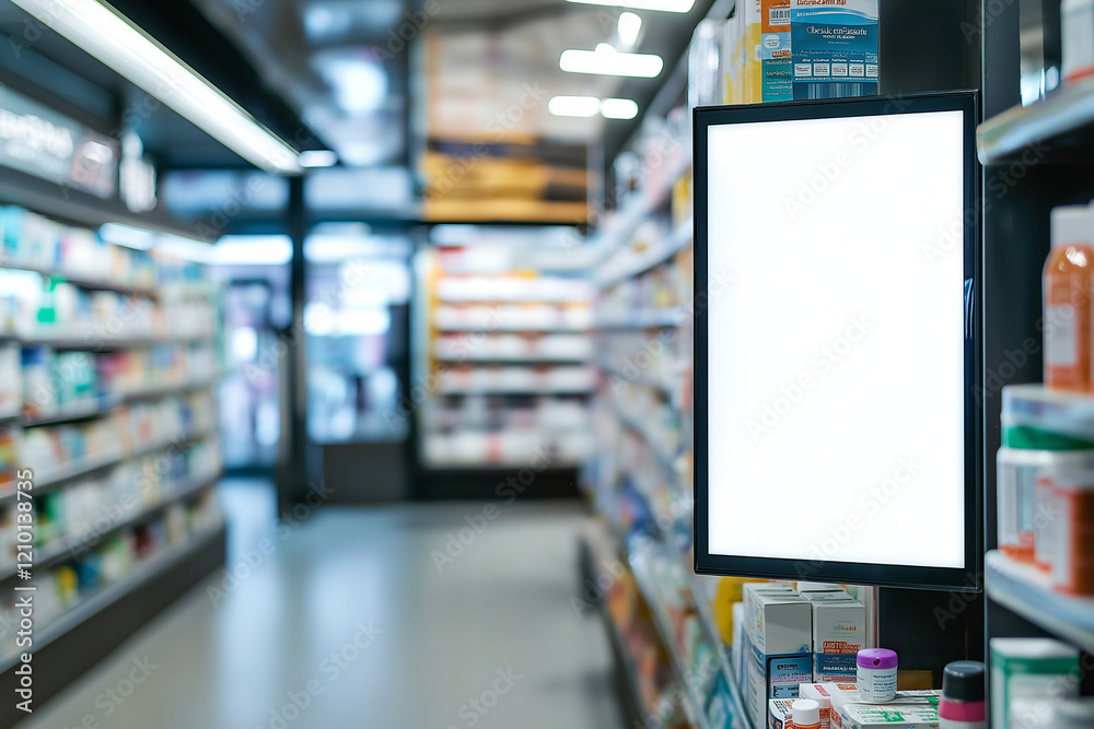 Vertical Blank Digital Billboard in an Elegant Pharmacy Stock Photo ...