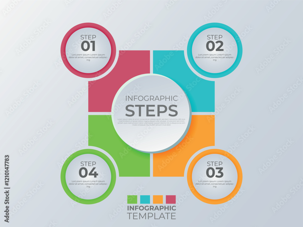Four Step Infographic Template Process, Stages, Guide, Steps, Diagram, Plan, Design, Chart ...