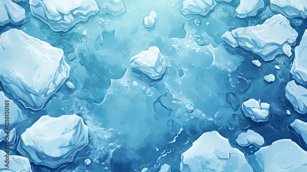 Game textures of ice, snow and water seamless pattern top view. Cartoon ...