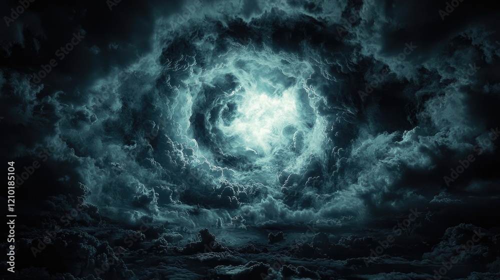 Dark swirling clouds, night sky, vortex, atmospheric phenomenon ...