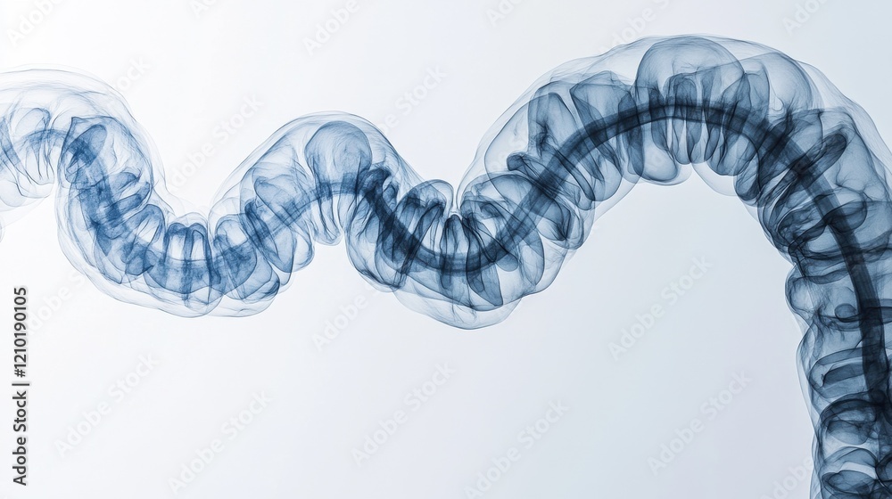 A close-up X-ray image of the large intestine, clearly outlining the ...