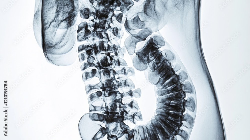 A pediatric X-ray showing the intestinal structure of a child, with ...
