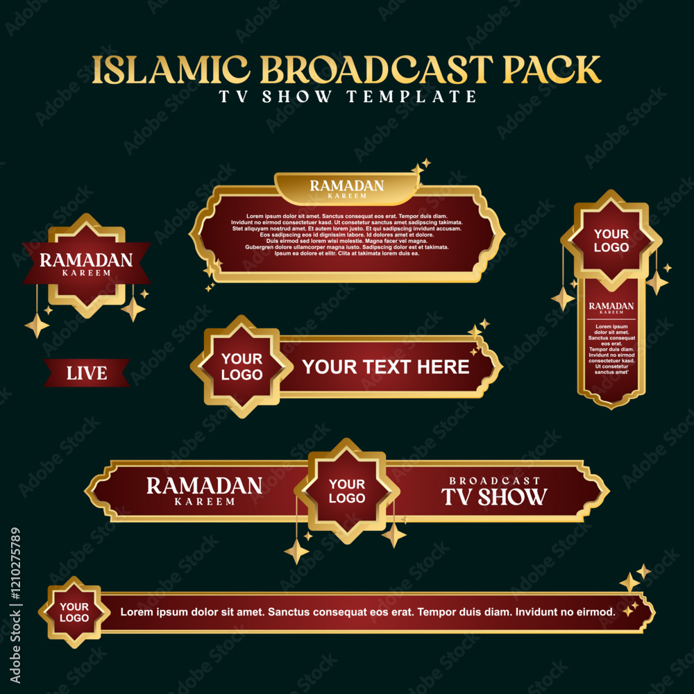 islamic lower third vector pack tv broadcasting channels Stock Vector ...