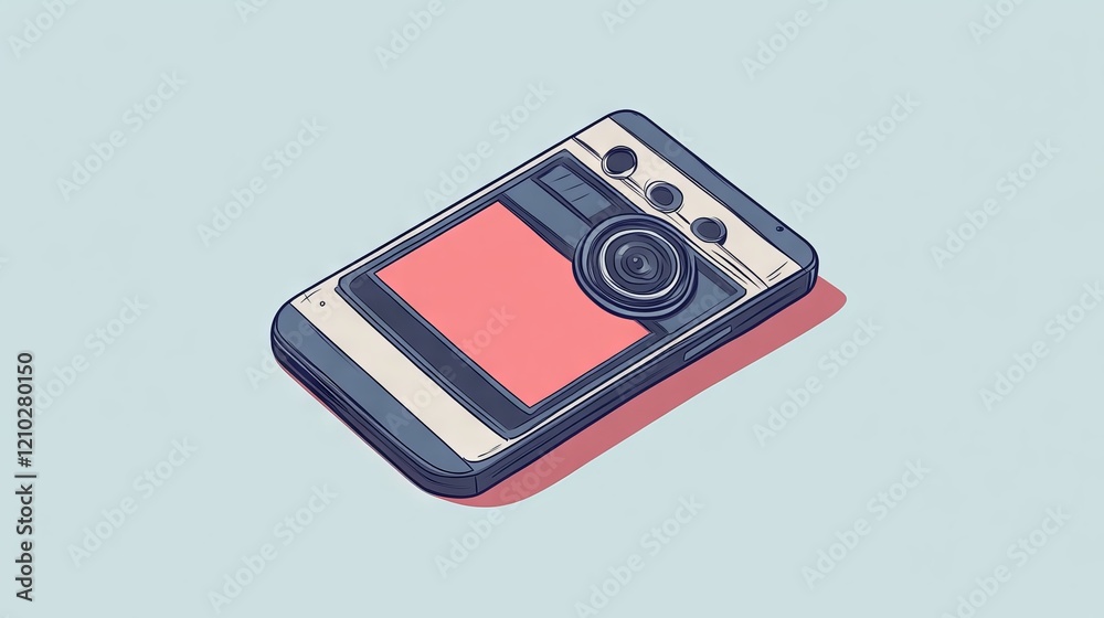 Mobile phone with camera interface. Mobile app application. Photo and ...