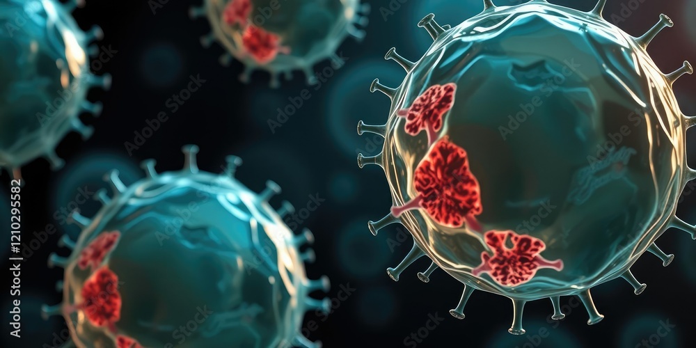 Cells undergoing cell division with visible replicated genetic material ...