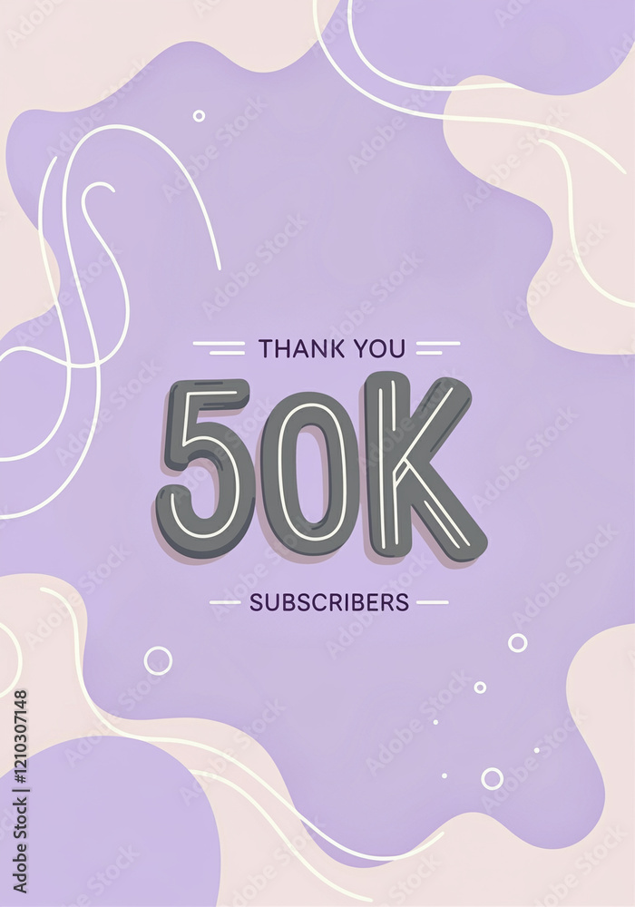 thank you message for 50k subscribers on colorful background with ...