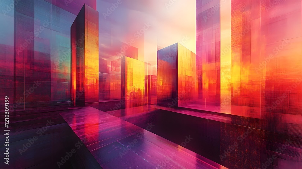 Visually striking and dynamic architectural landscape with vibrant ...