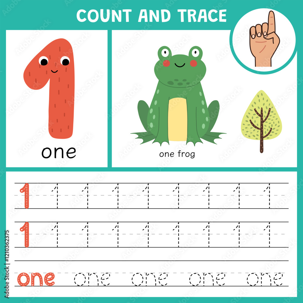 Stock-Vektorgrafik „Number 1 tracing worksheets for kids. Learning ...