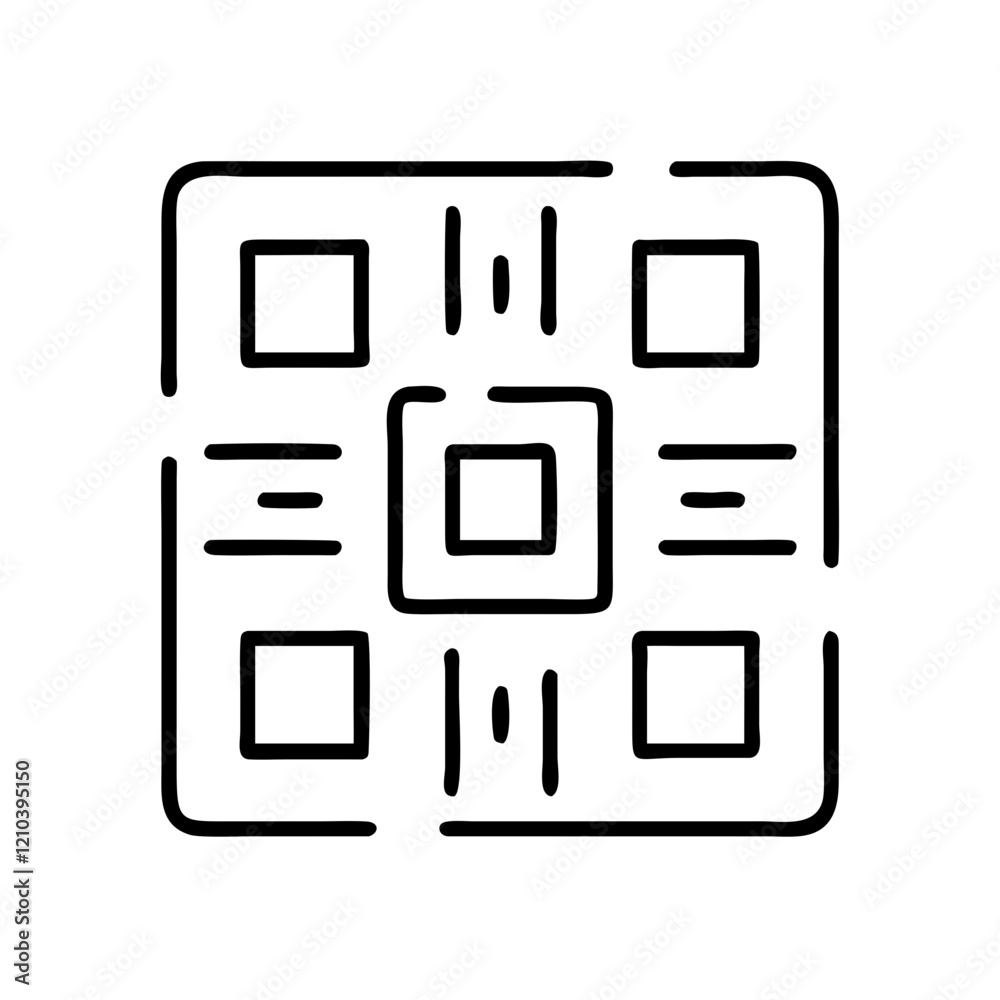 qr code label icon, qr code label line art - simple line art of qr code ...