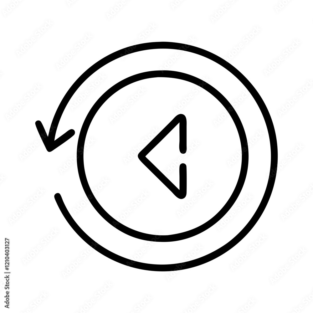 rewind time icon, rewind time line art - simple line art of rewind time ...