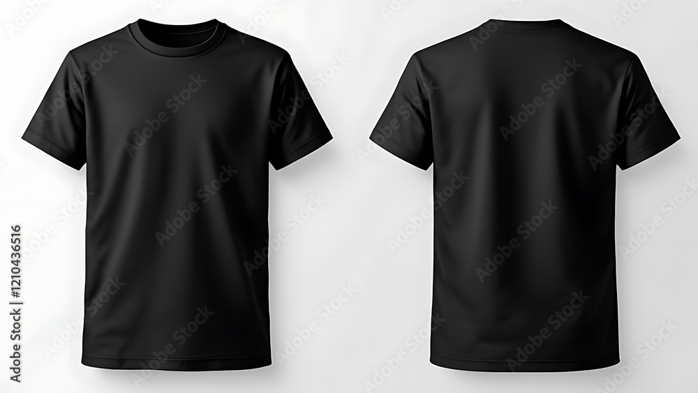 Realistic isolated mockup of blank black T-shirt template, showcasing ...