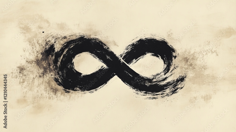 Elegant Japanese ink painting of infinity symbol, traditional brush ...
