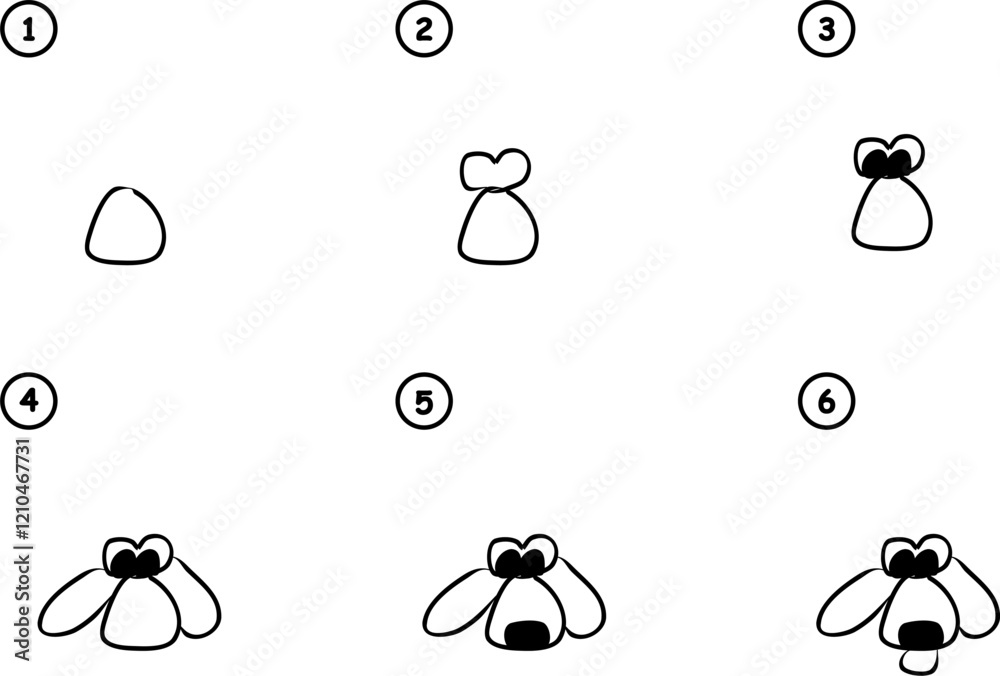 How to draw step by step cartoon dog. Lesson pencil drawing. Learning ...