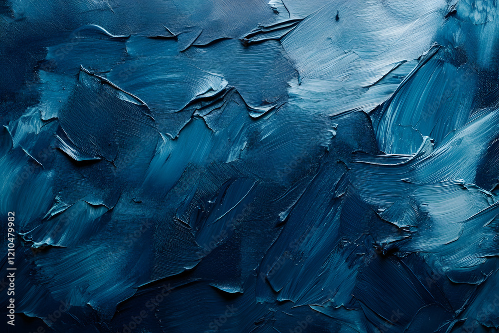 Vibrant Abstract Blue Oil Paint Surface with Thick Textured Brush ...