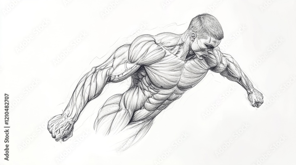 fitness, pencil sketch, top view, white background, detailed shading of ...