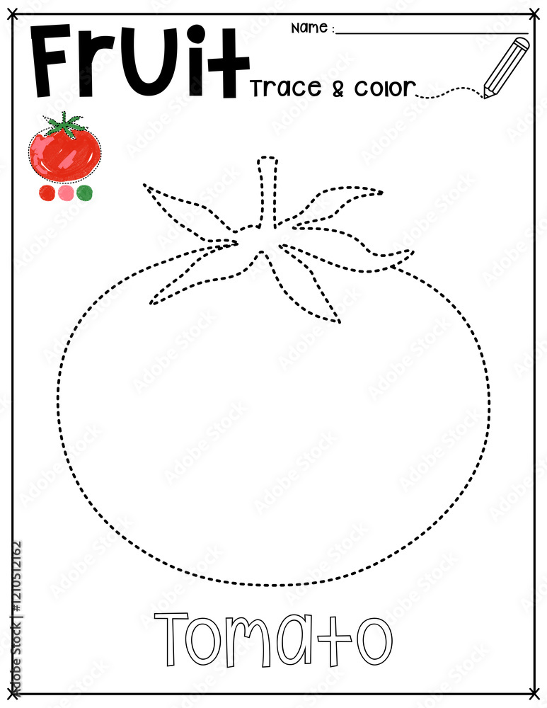 Fruit tracing and color for kindergarten, Handwriting, Find motor ...