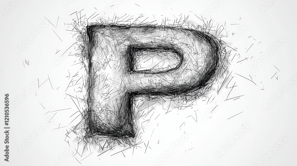 Sketchy pencil drawing of letter P. Stock Photo | Adobe Stock