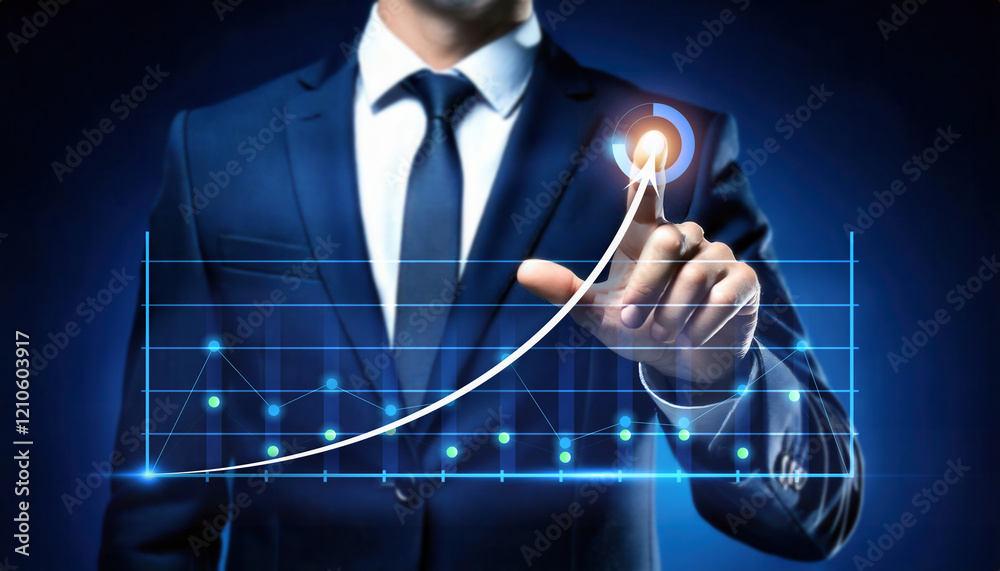business growth in 2025, Entrepreneur analyzing economic trend data for ...